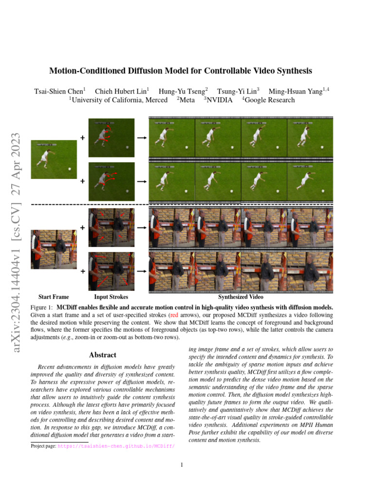 Motion-Conditioned Diffusion Model For Controllable Video Synthesis | PDF