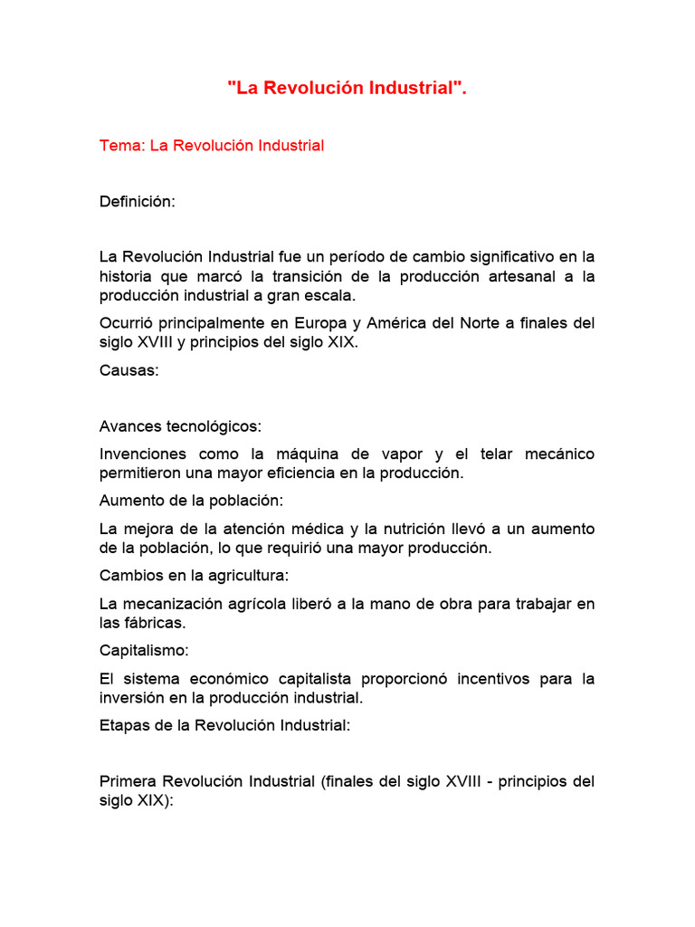 La Revolucion Industrial | PDF