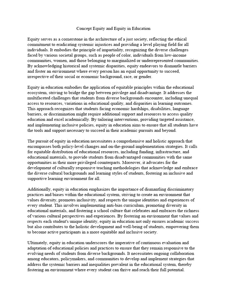 Concept Equity and Equity in Education | PDF