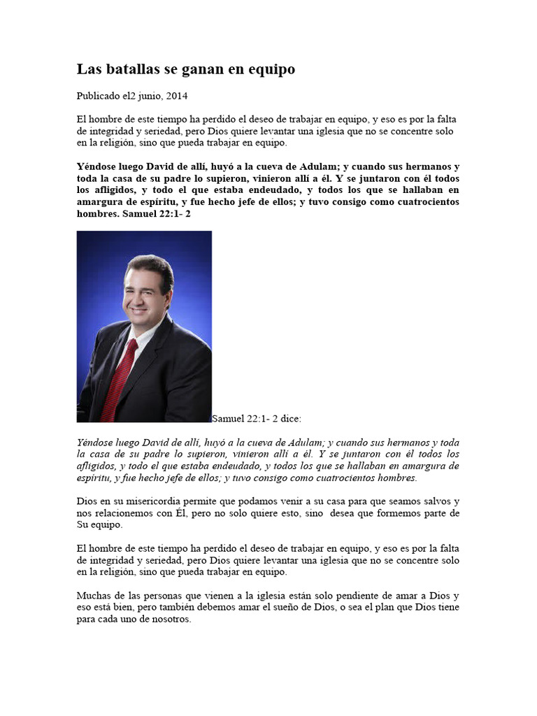 Las Batallas Se Ganan en Equipo | PDF | David | Dios