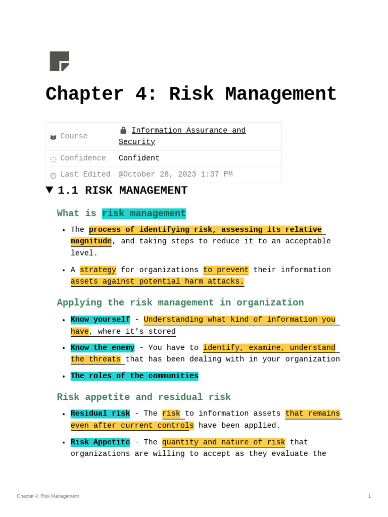 IAS-Chapter 4 Risk Management | PDF | Risk | Risk Management