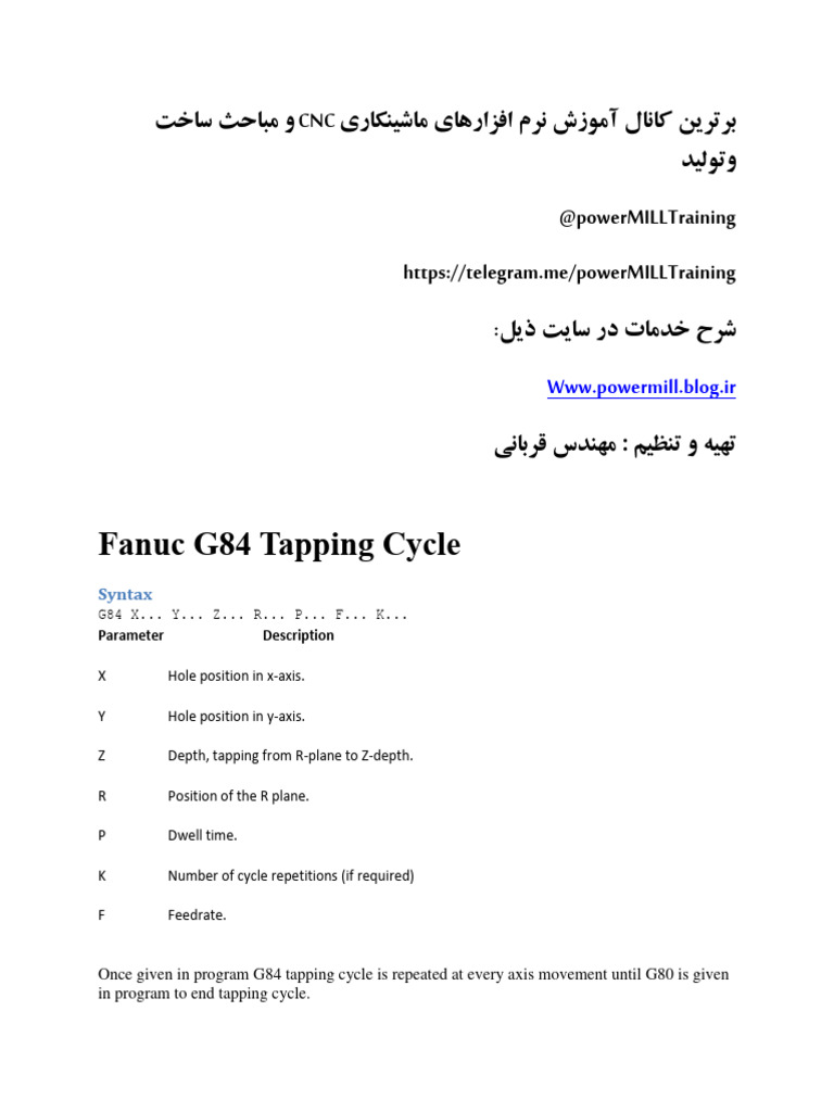 Fanuc G84 Tapping Cycle | PDF