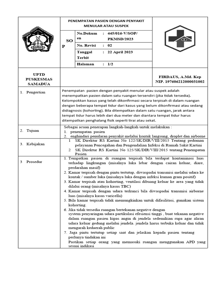 Penepatan Pasien | PDF | Sains & Matematika