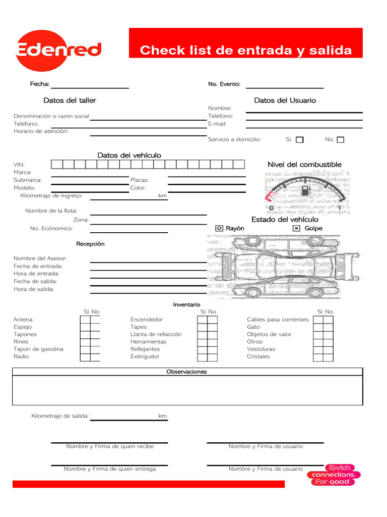 Check List de Entrada de Autos | PDF | Industria automotriz ...