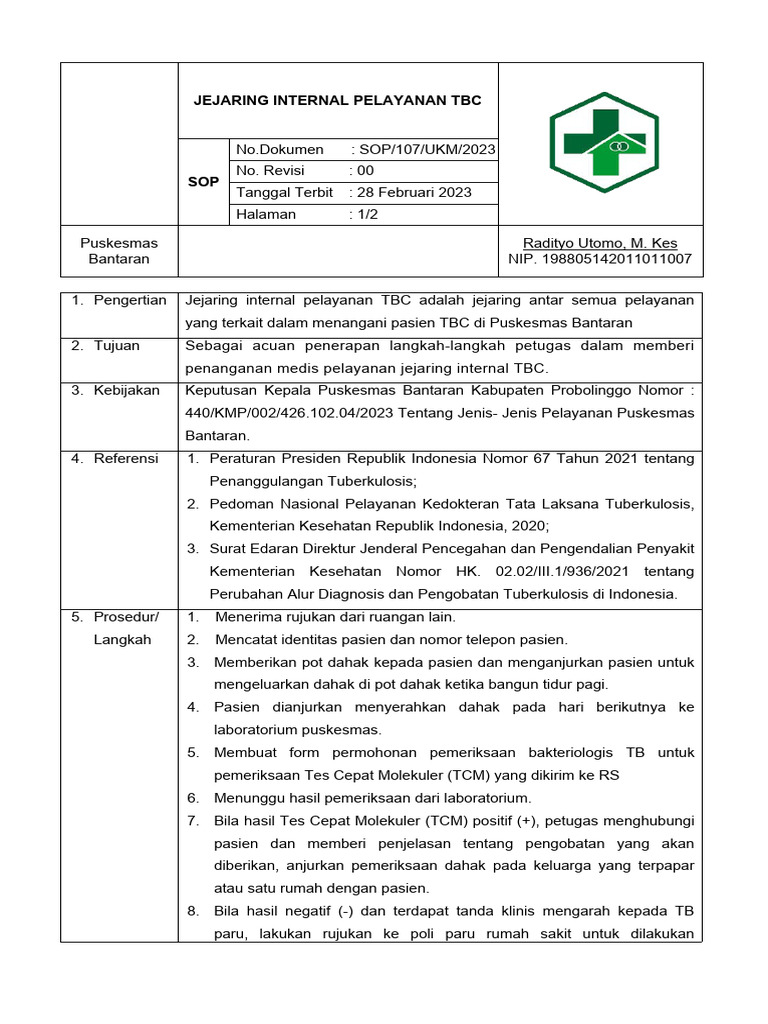 Sop Jejaring Internal Fix | PDF