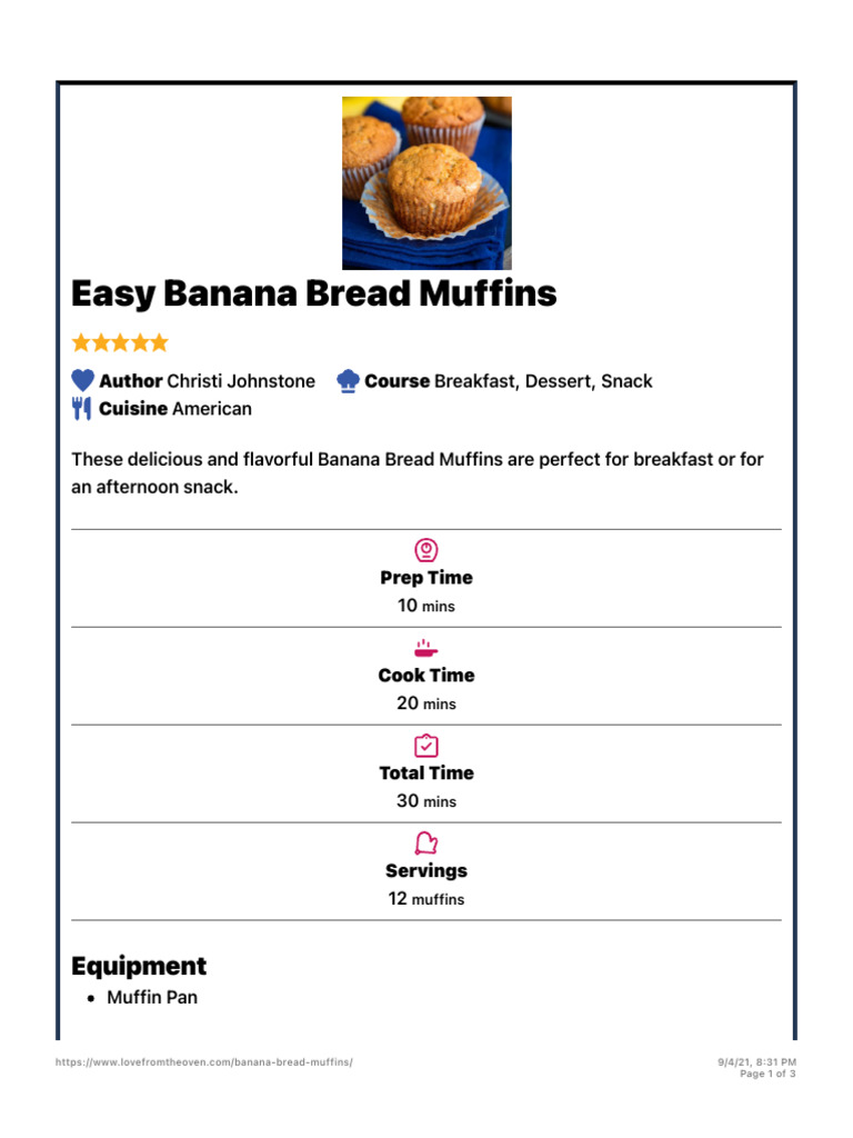 Easy Banana Bread Muffins - Love From The Oven | PDF | Muffin | Baking