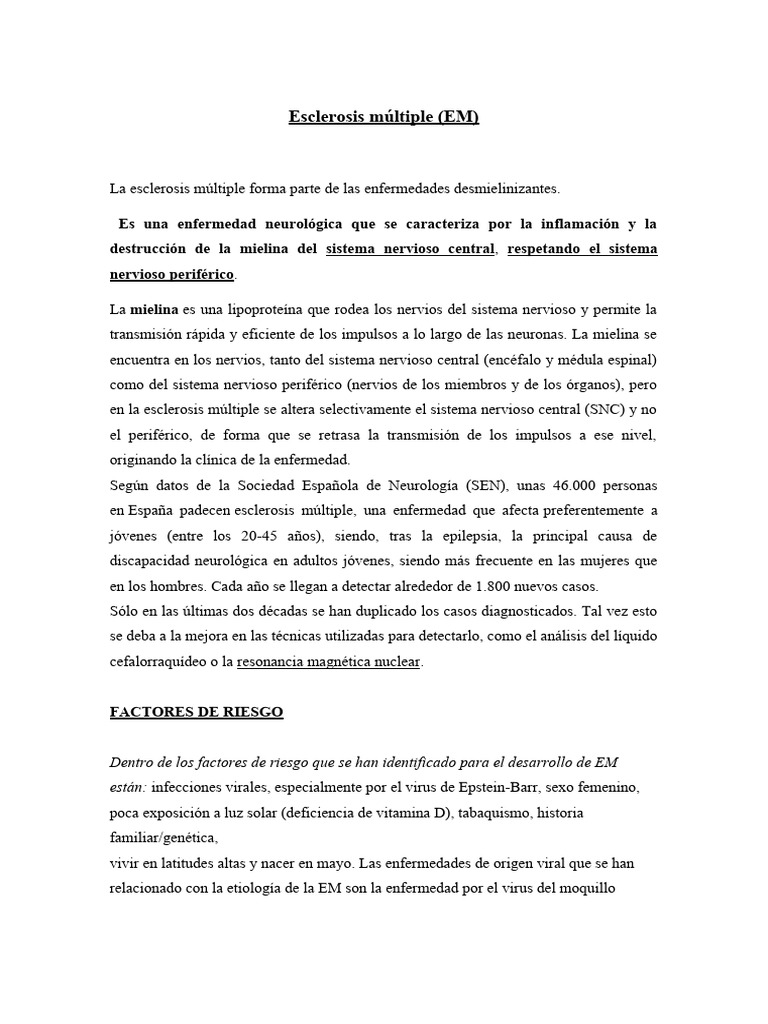 Esclerosis Múltiple | PDF