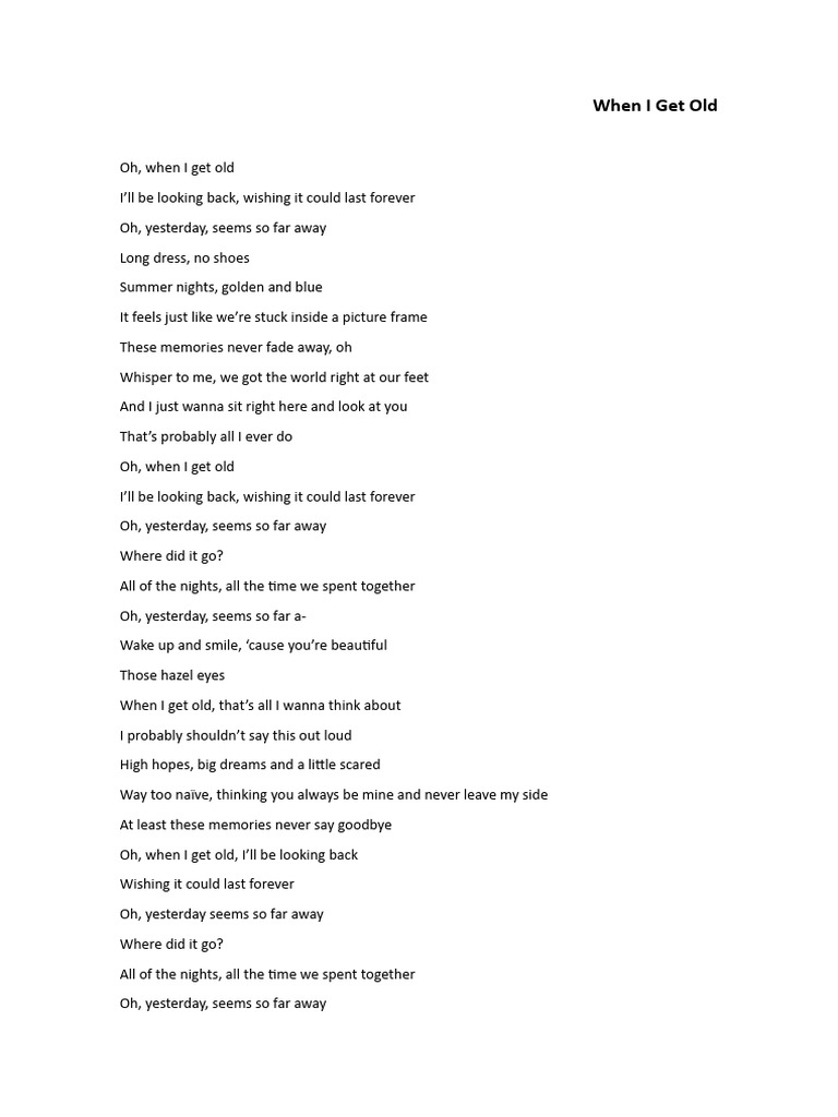 When I Get Old - ChungHa & Christopher | PDF