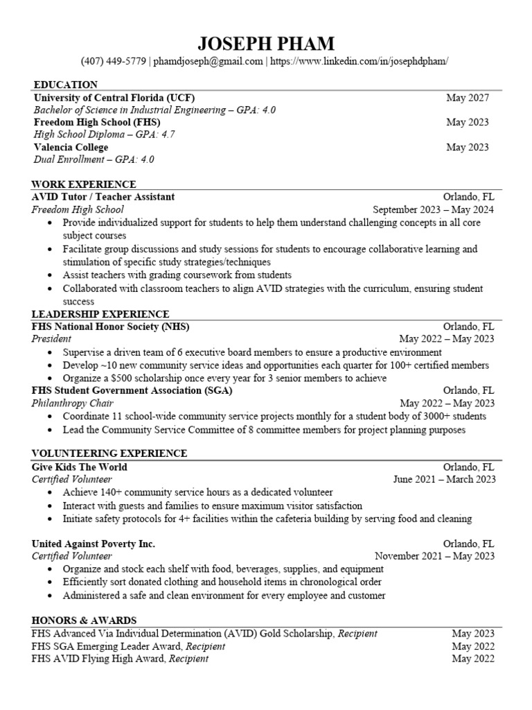 Joseph Pham Resume | PDF