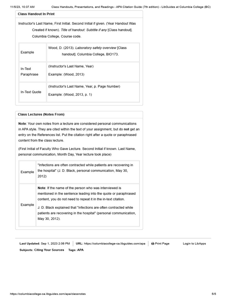 Class Handouts, Presentations, and Readings - 5 | PDF