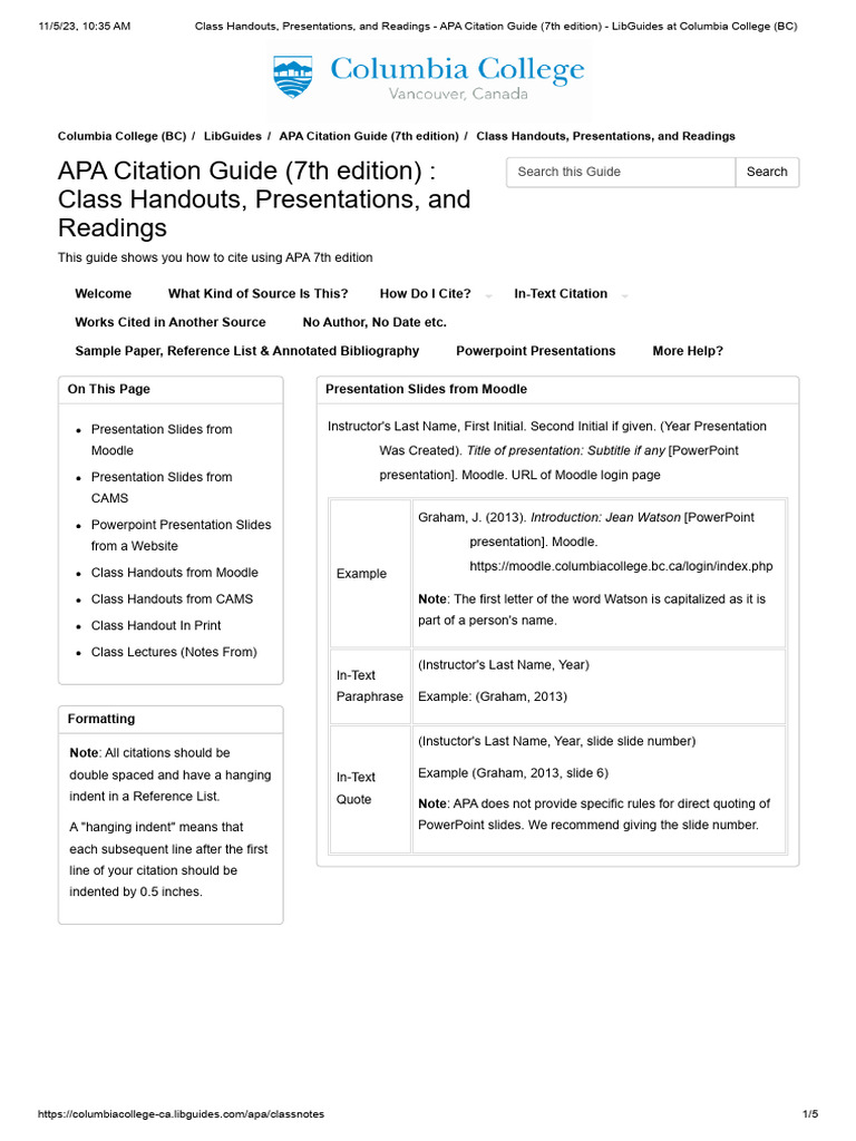 Class Handouts, Presentations, and Readings - 1 | PDF