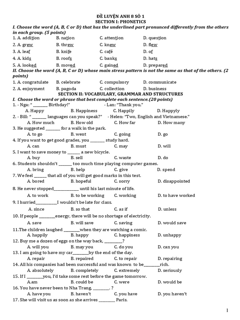 ĐỀ TU LUYEN NHOM 8 | PDF