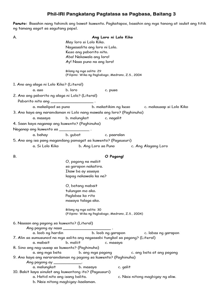 GST Filipino Tools Grades 3 6 | PDF