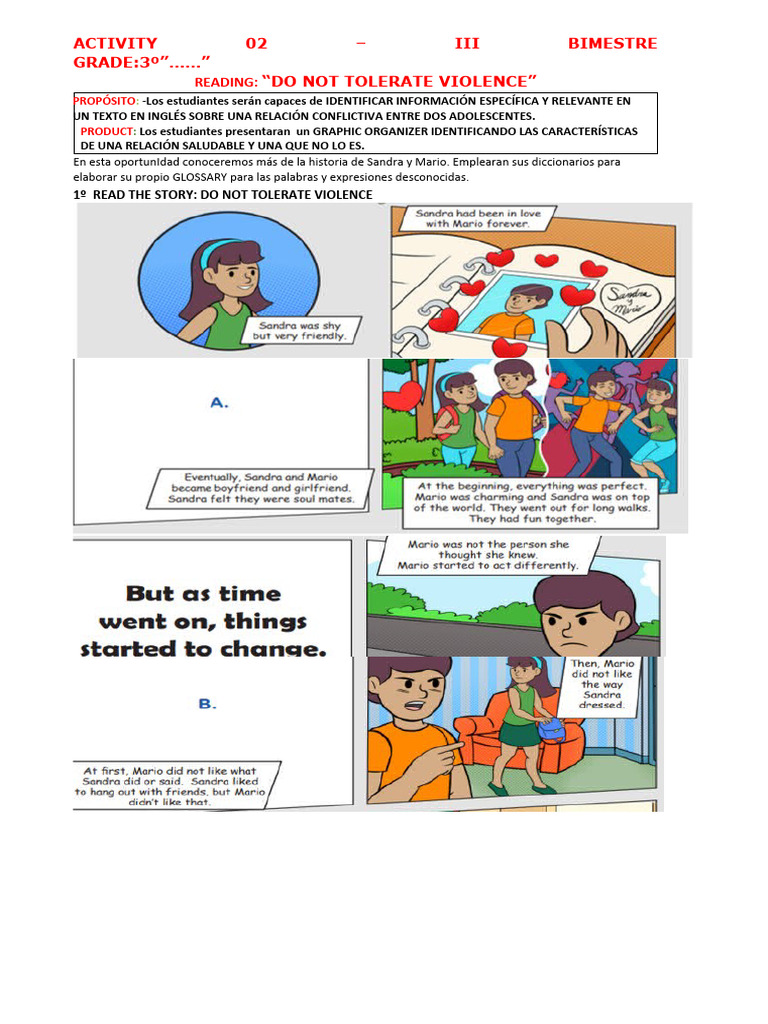 2022 Activity Nº02 Do Not Tolerate Violence Iii Bim Tercero | PDF