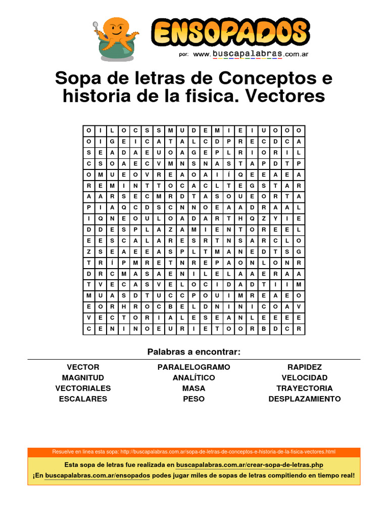 Sopa de Letras de Conceptos e Historia de La Fisica Vectores | PDF ...