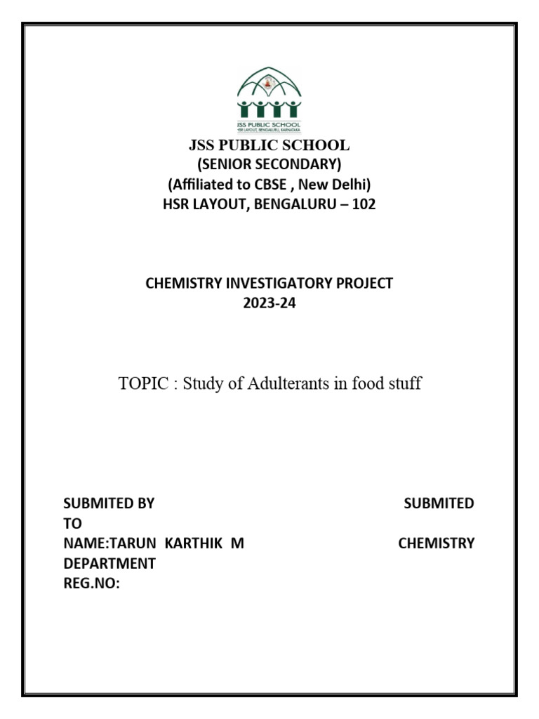 Food Adulterants Study Project 2023-24 | PDF | Chili Pepper | Turmeric