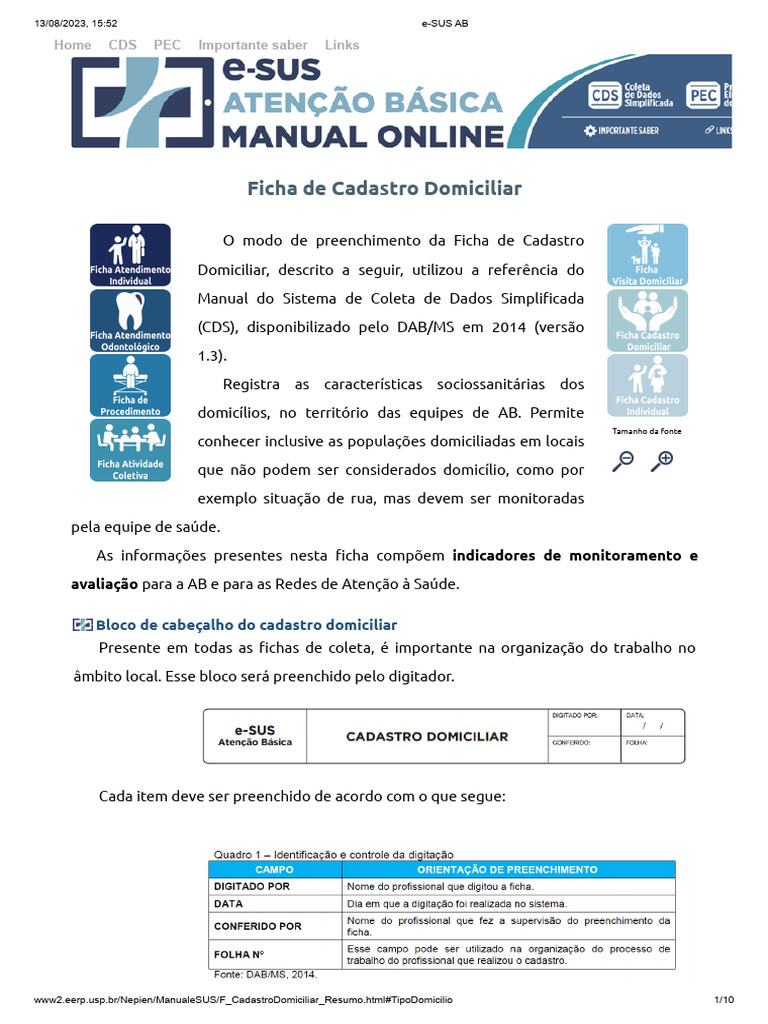 e-SUS AB Cadastro | PDF
