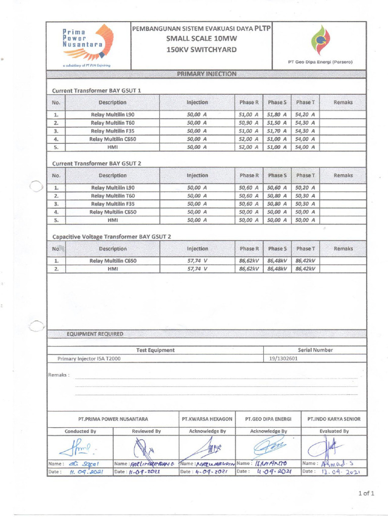 Primary Injection GSUT-1 | PDF