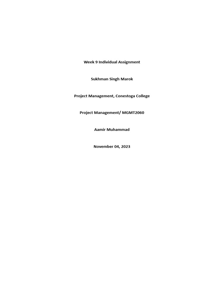 Week 9 Individual Assignment | PDF | Project Management | Agile Software Development