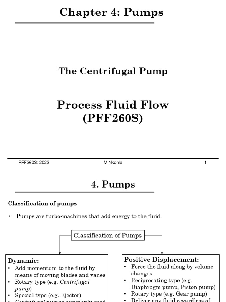 PFF260S 2023 Chapter 4 (Pumps) | PDF