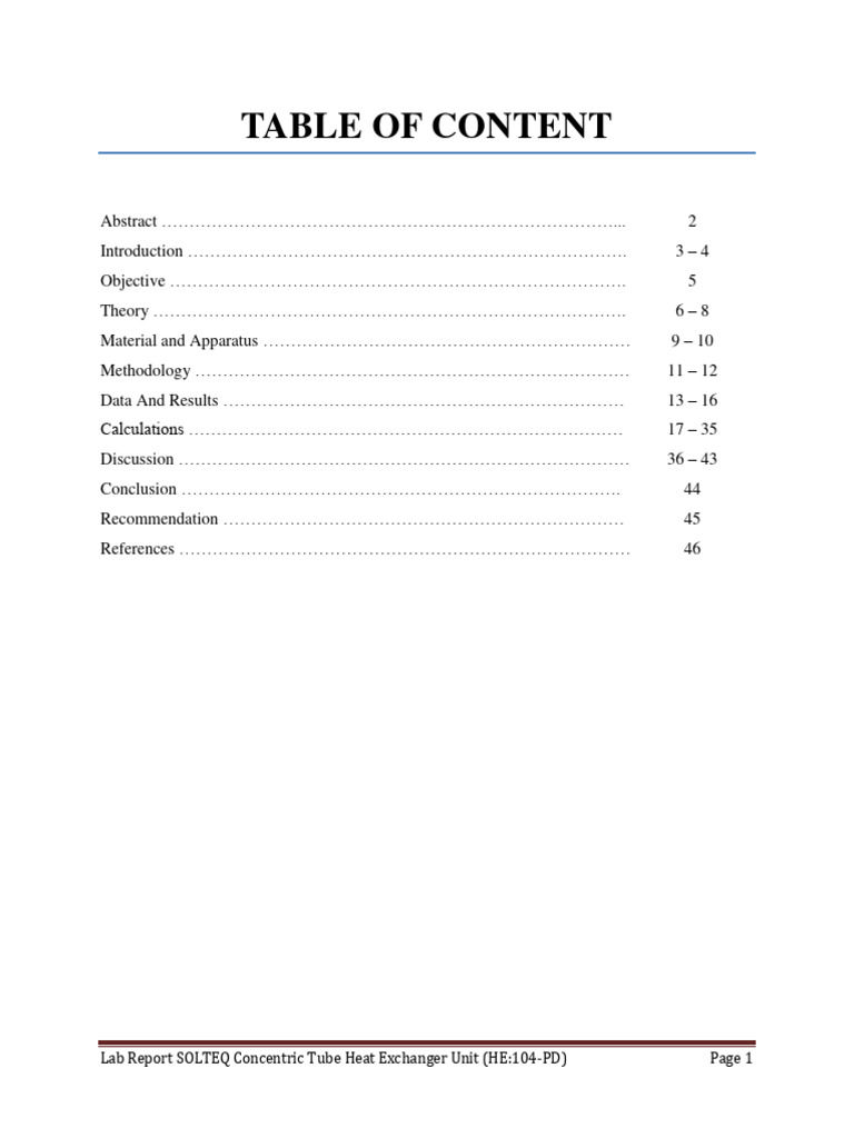 CHE245 Lab Report SOLTEQ Concentric Tube | PDF | Heat Exchanger | Heat ...