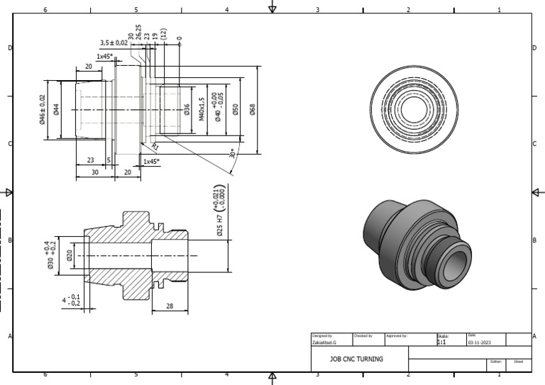 CNC Turning Job Drawing PDF | PDF