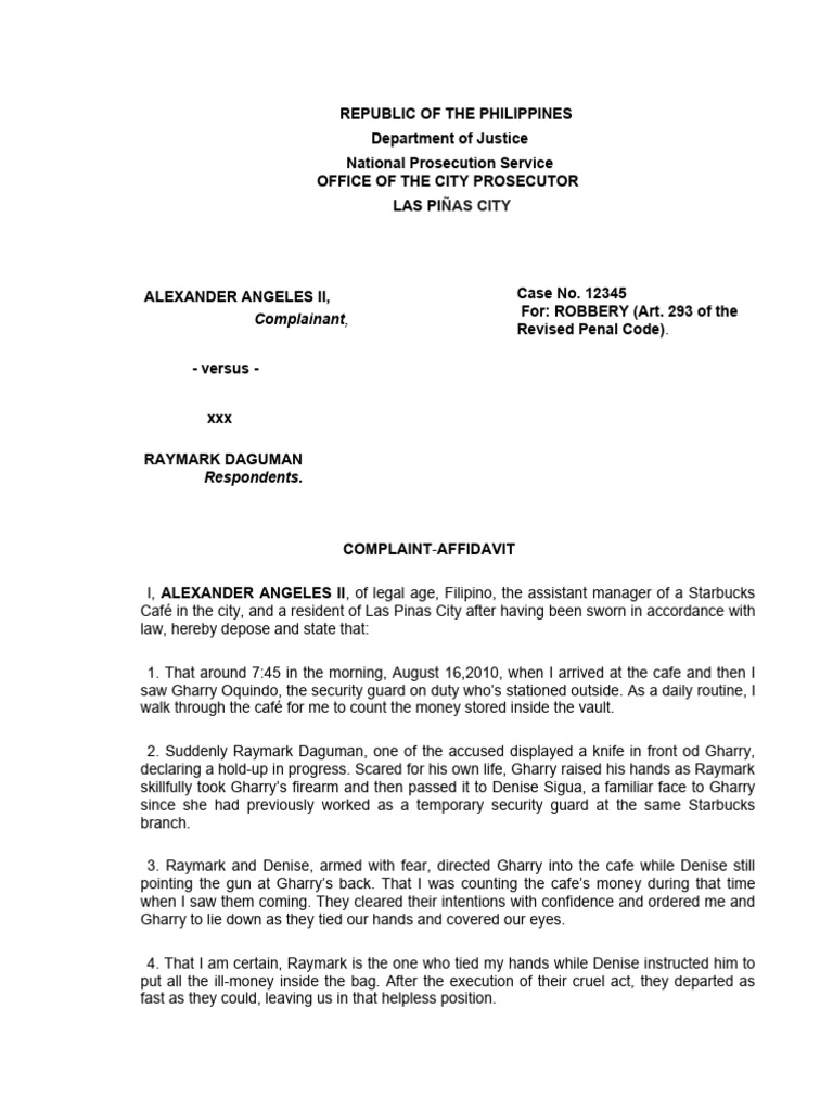 Complaint Affidavit | PDF