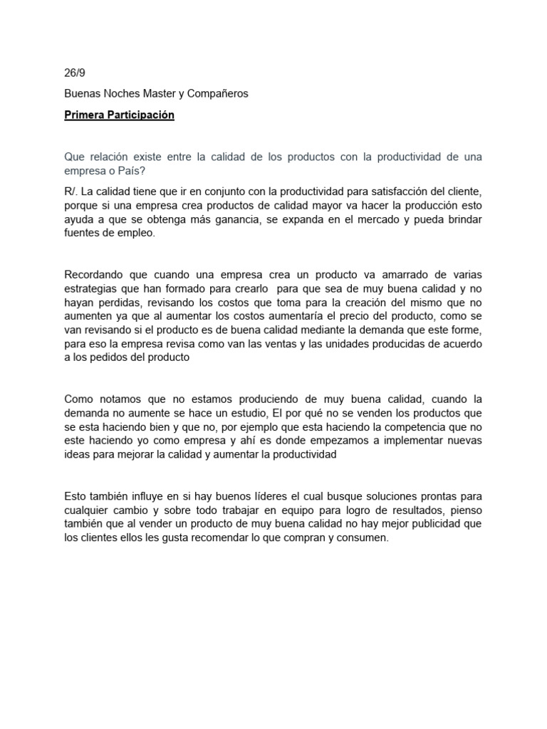 Control de Calidad Foro 1 | PDF