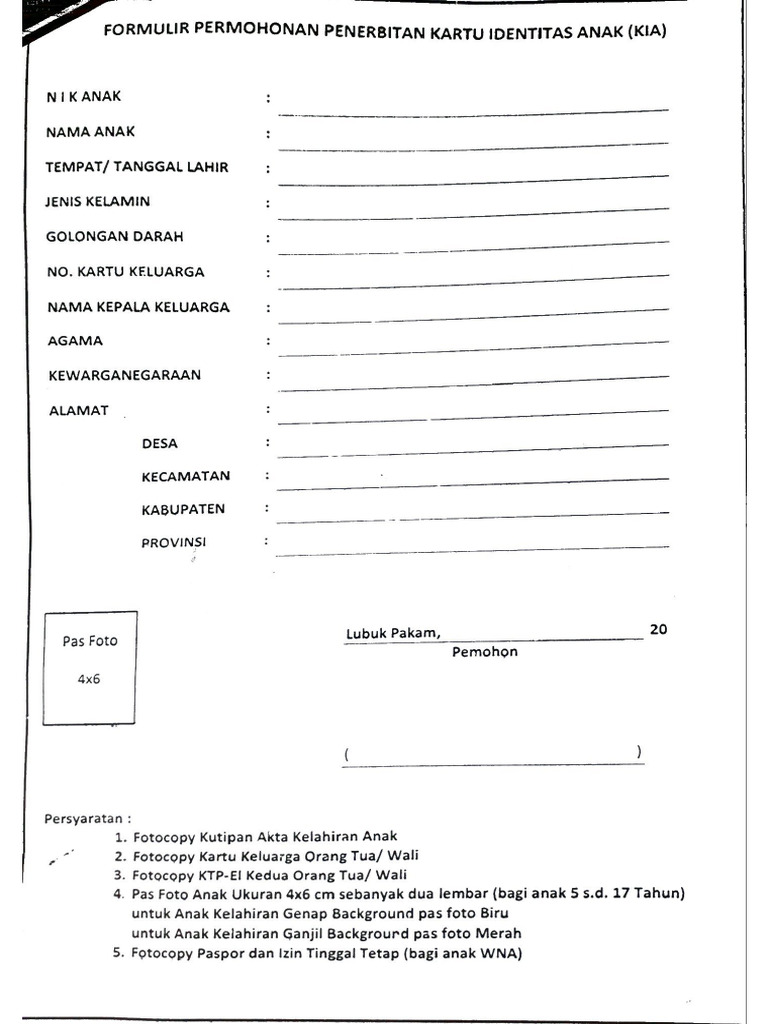 Form Formulir Permohonan Kia | PDF