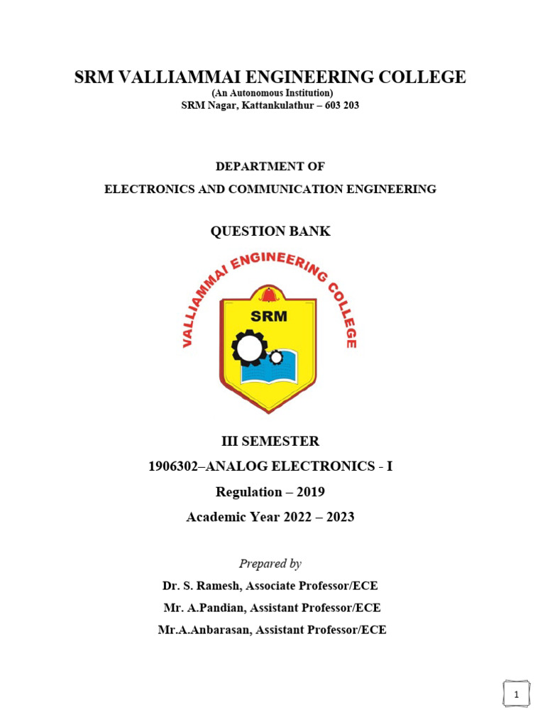 Analog Electronics I | PDF | Amplifier | Rectifier