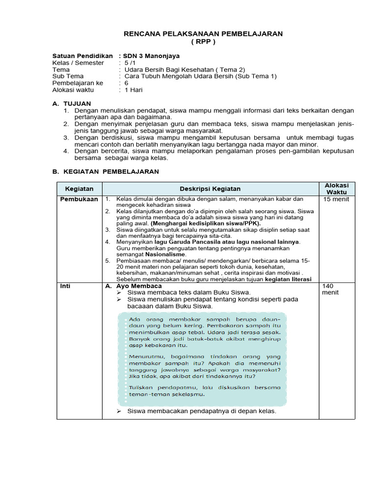 Rencana Pelaksanaan Pembelajaran (RPP) : Satuan Pendidikan: SDN 3 ...