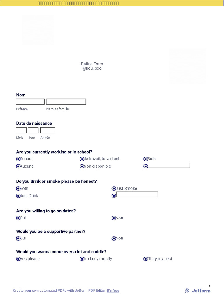 Boyfriend Application Form Template | PDF