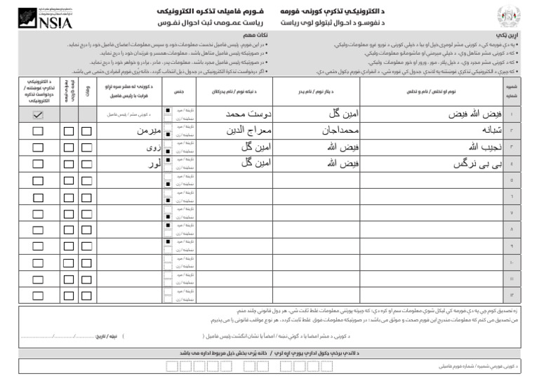 eNID Family Form | PDF