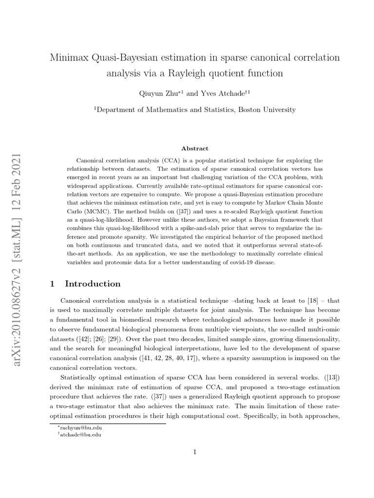 Minimax Quasi-Bayesian Estimation in Sparse Canonical Correlation Analysis Via A Rayleigh ...