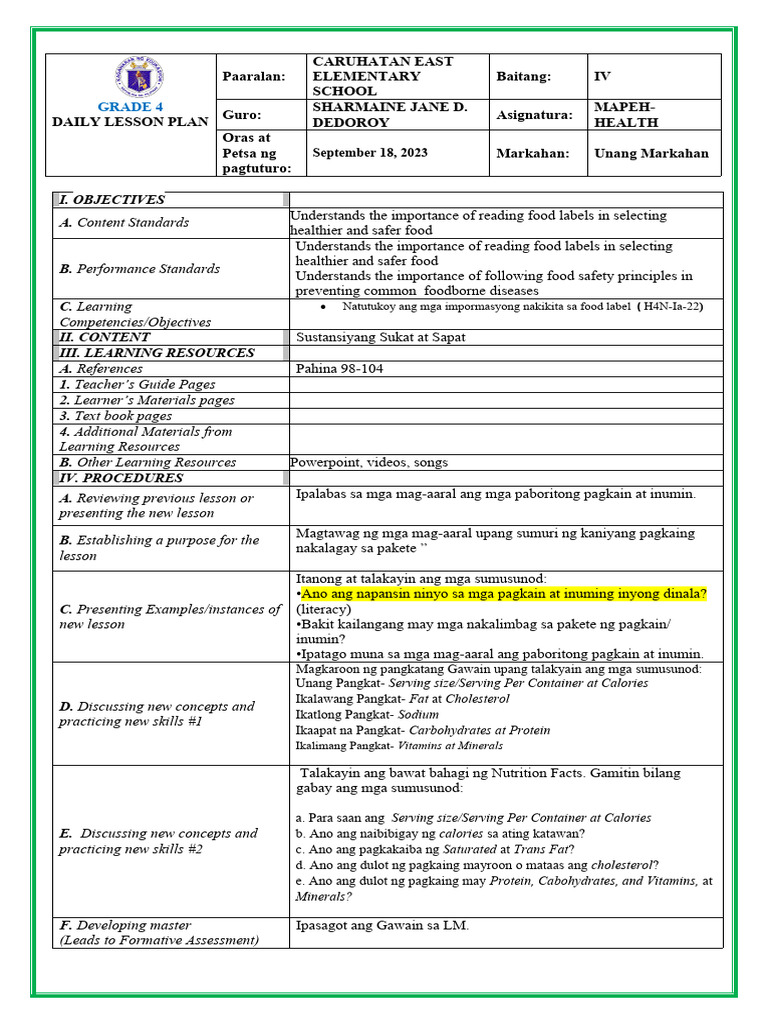 DLP Q1W4 Health | PDF