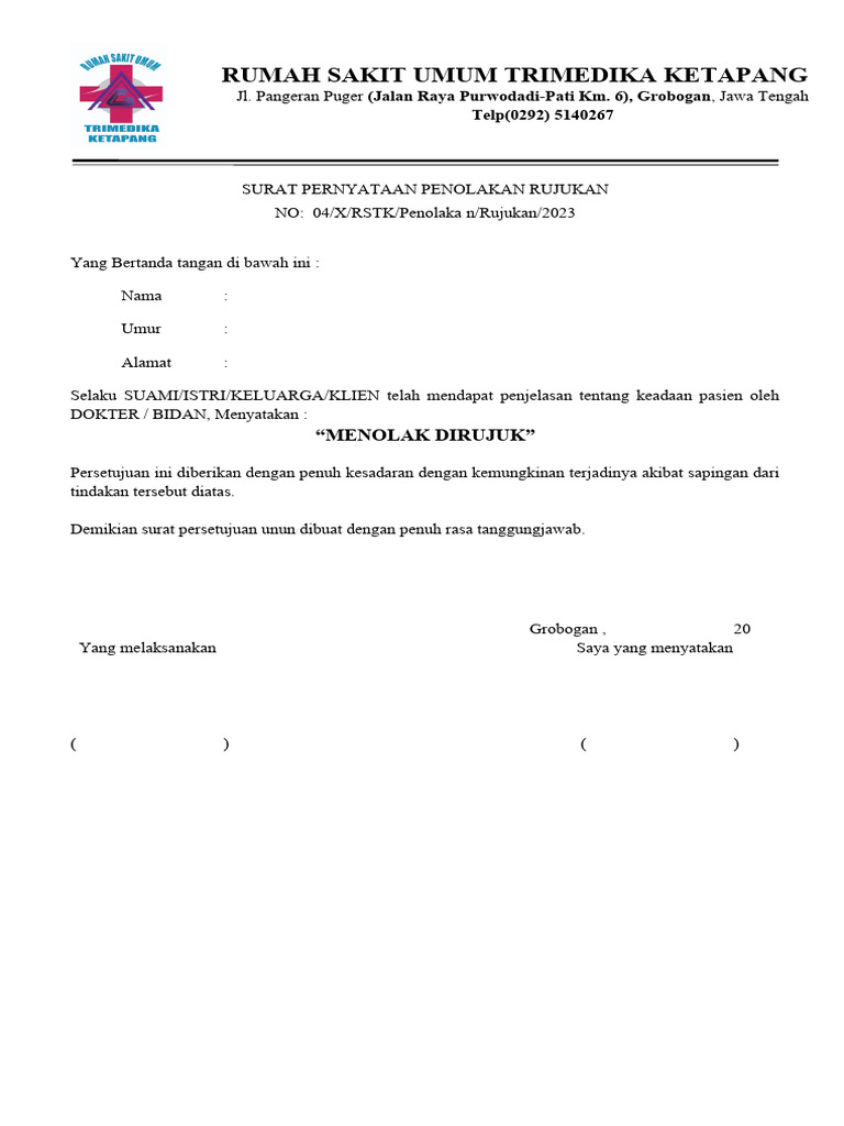 Form Penolakan Rujukan Rsu | PDF