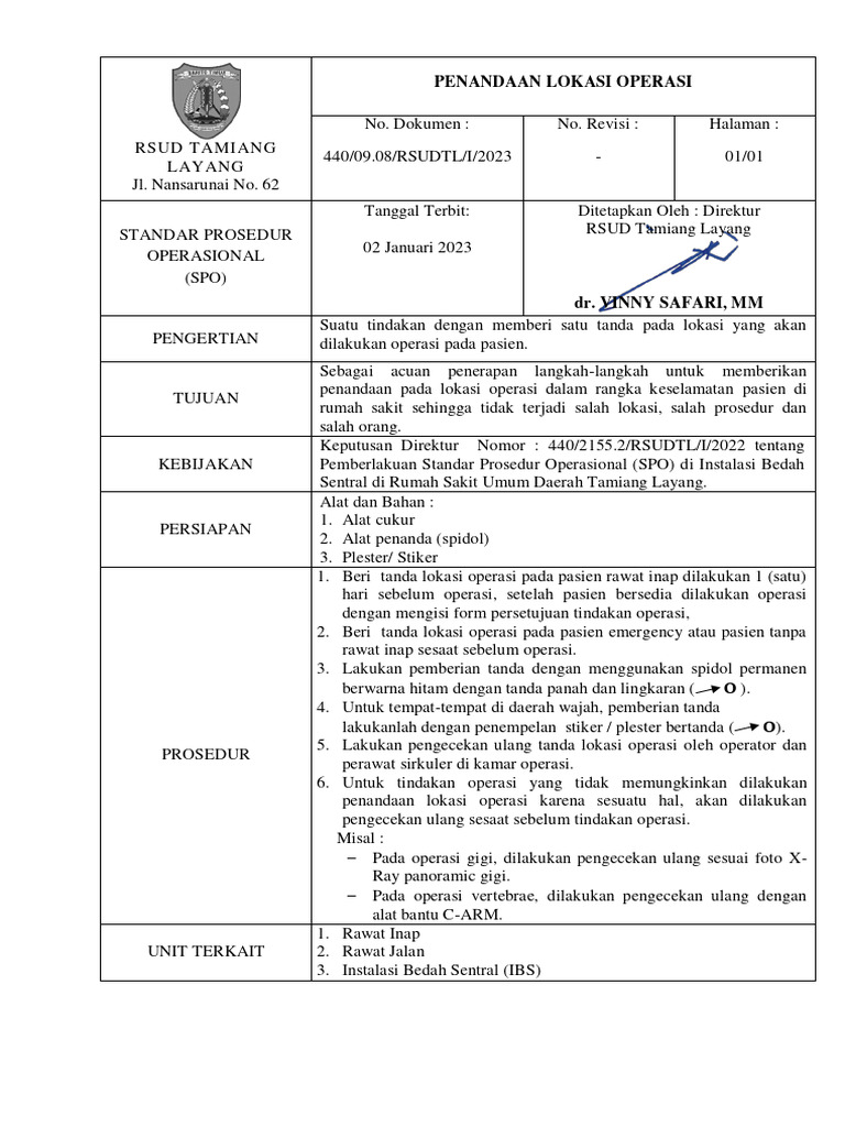 08. SPO Penanda Lokasi Operasi | PDF
