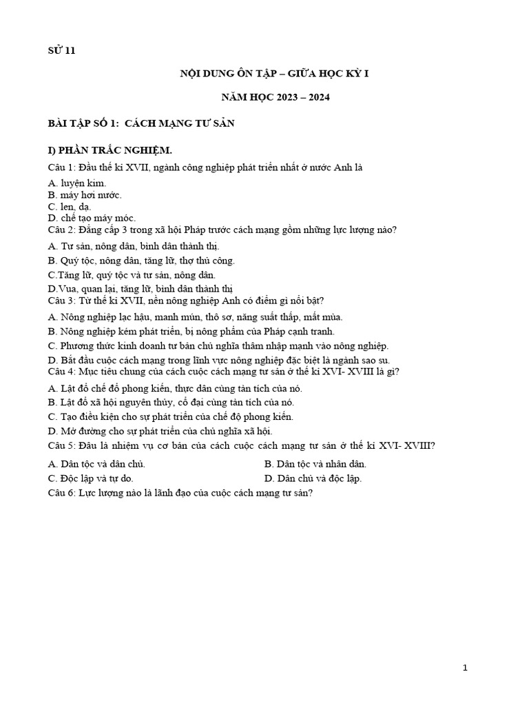 S 11 TLN I Dung Ôn Gi A Hki 23 24 | PDF