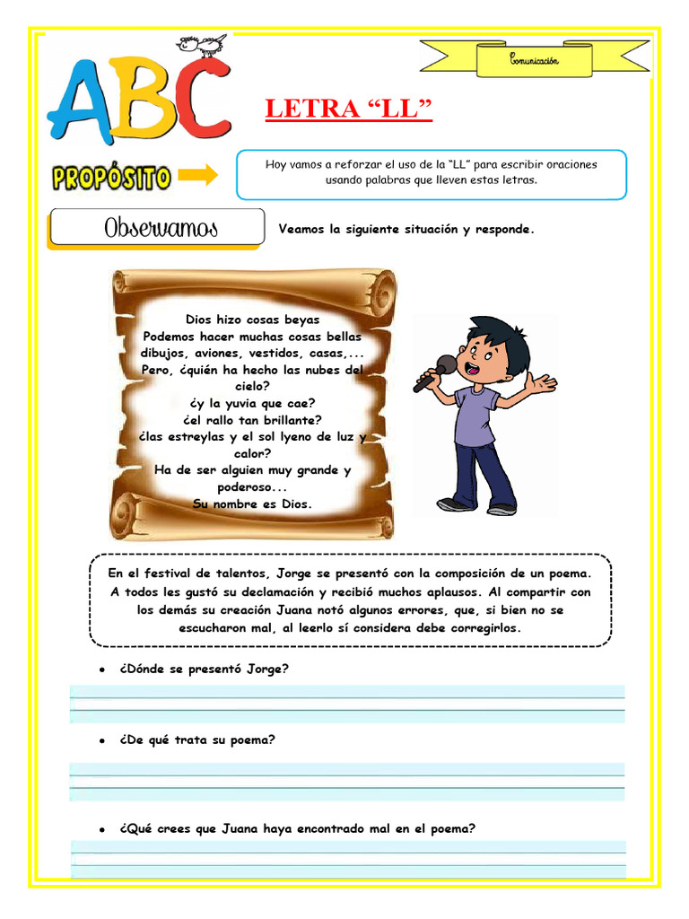 Adicional Ficha 23 Letra LL | PDF | Ortografía