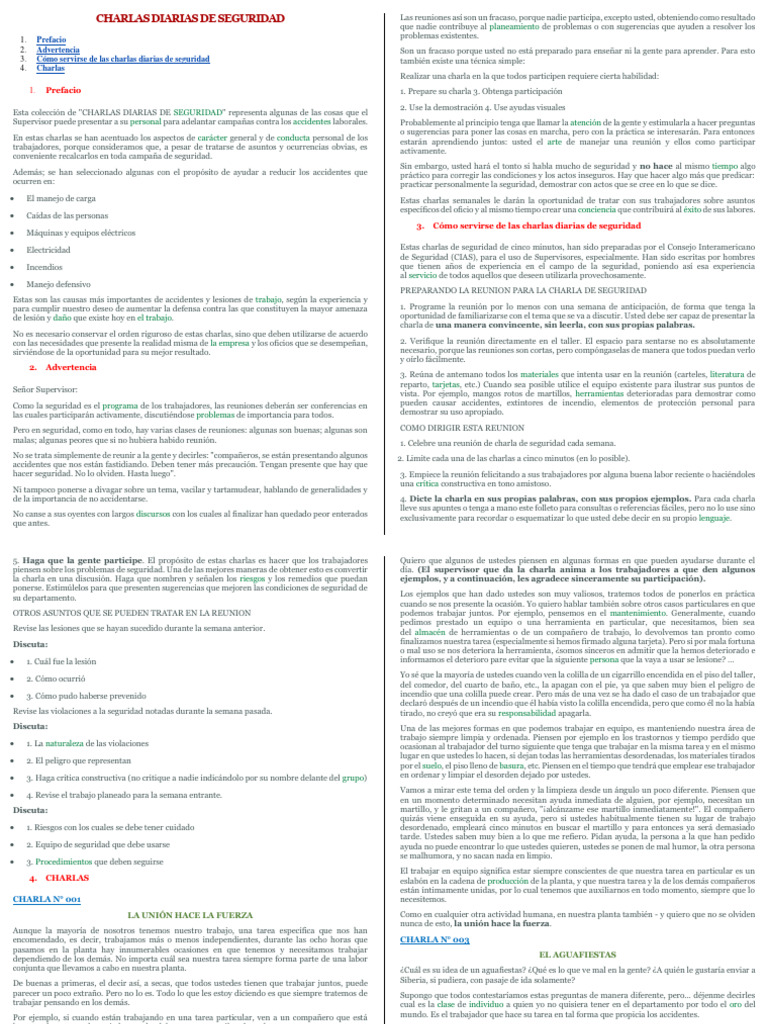 Charlas de Seguridad 2c | PDF