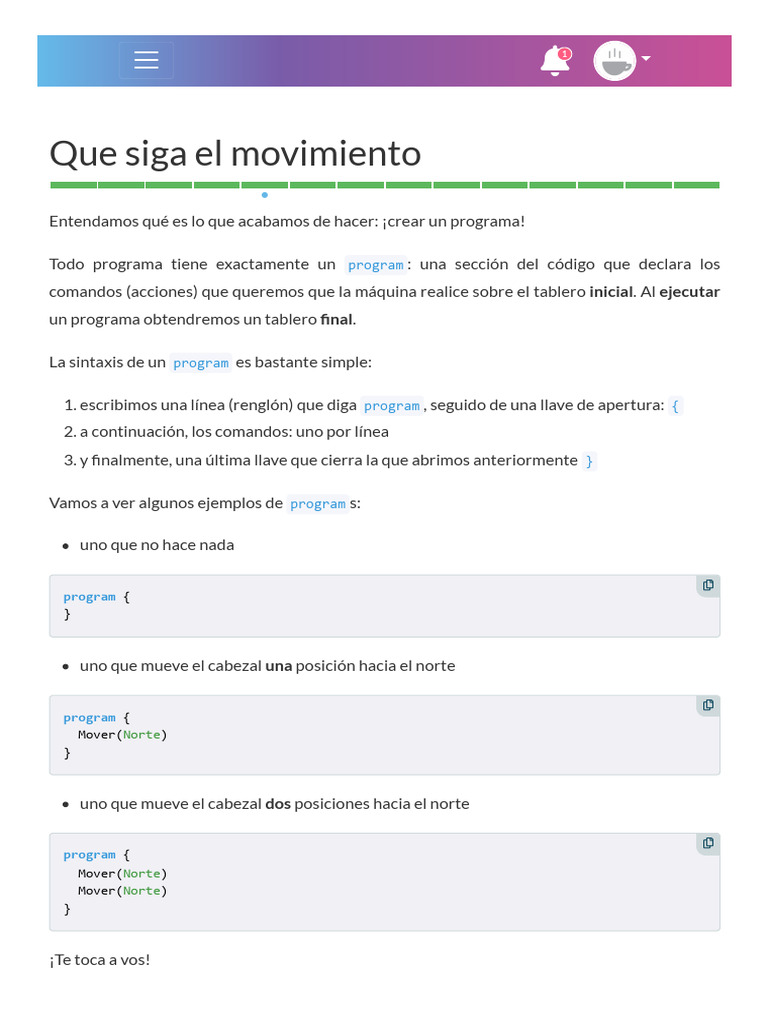 7-Fundamentos_ Primeros Programas - Que siga el movimiento - Sé Programar | PDF | Desarrollo de ...
