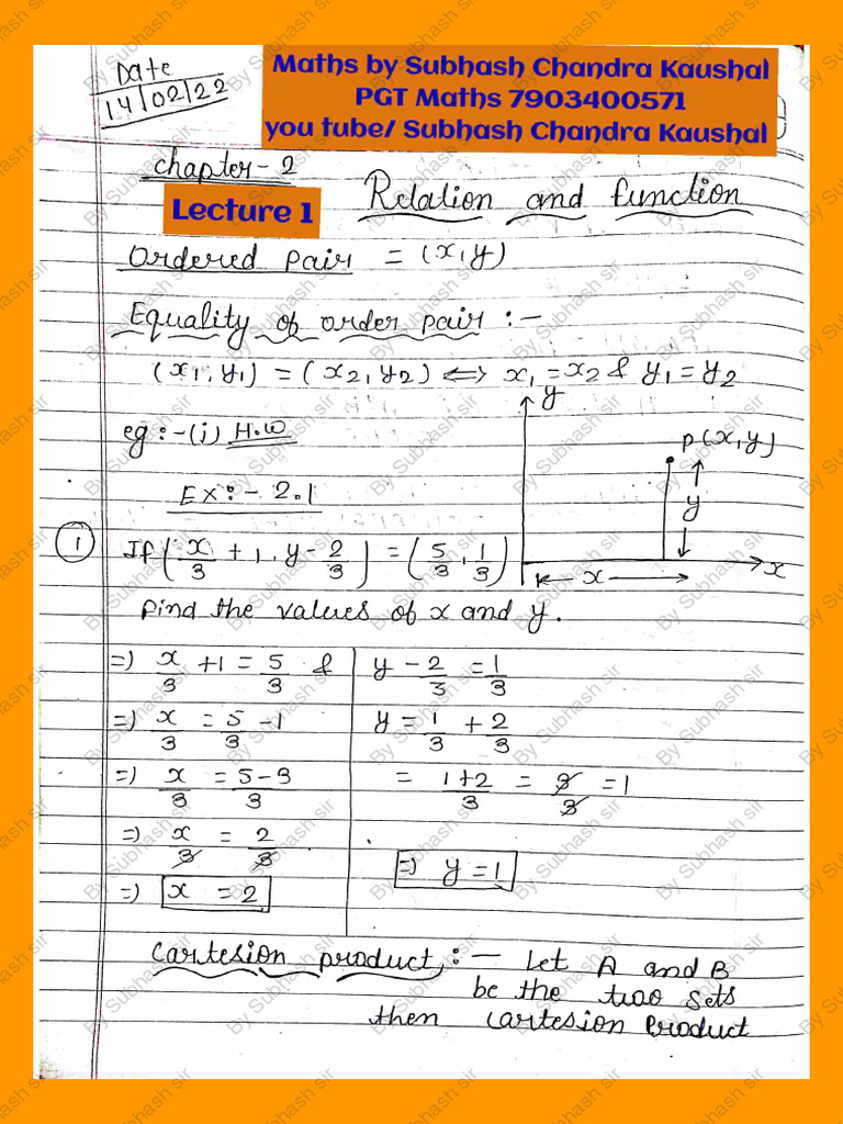 Relation and Function Math Notes | PDF