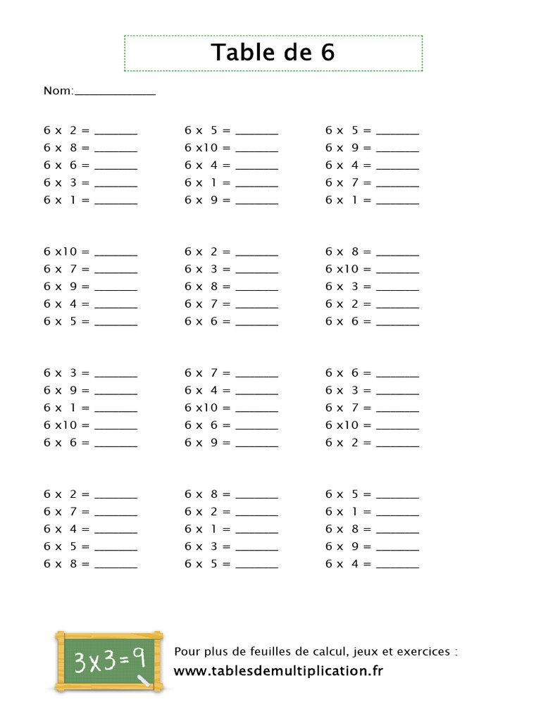 fiches-de-table-de-6-ws4 | PDF