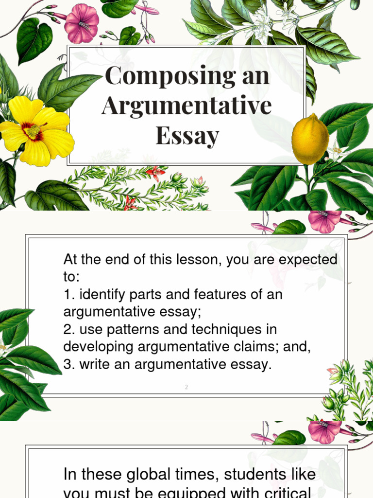 Quarter 3 Lesson 1 (Composing An Argumentative Essay) | PDF | Argument ...