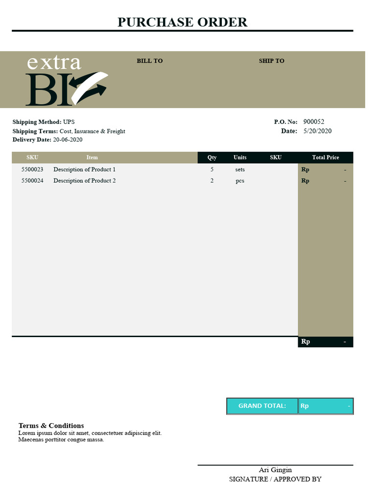 Contoh Form Orderan Barang Gudang | PDF