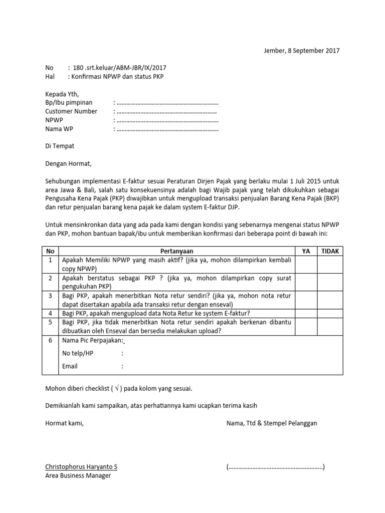 Surat Konfirmasi PKP | PDF