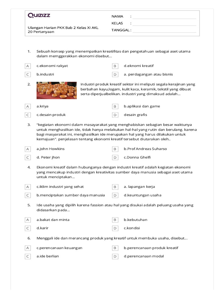 Ulangan Harian PKK Bab 2 Kelas XI AKL | PDF