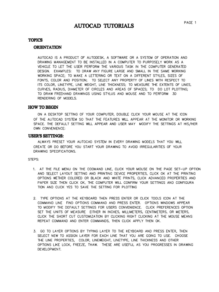Acad 1tutorials 1 Pdf