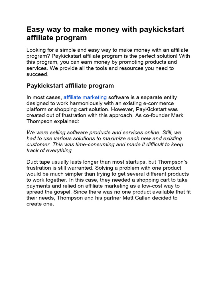 Paykickstart Affiliate Program | PDF