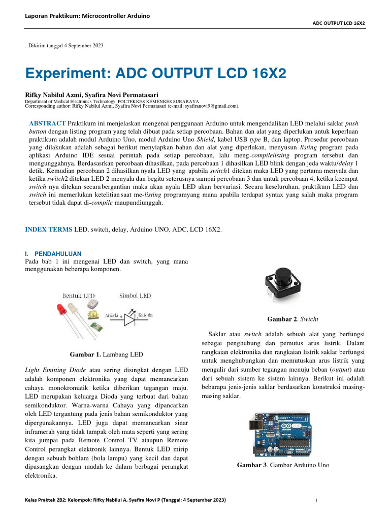 Praktikum Arduino: Kontrol LED & Pembacaan ADC | PDF | Metode & Bahan Ajar | Teknologi & Rekayasa